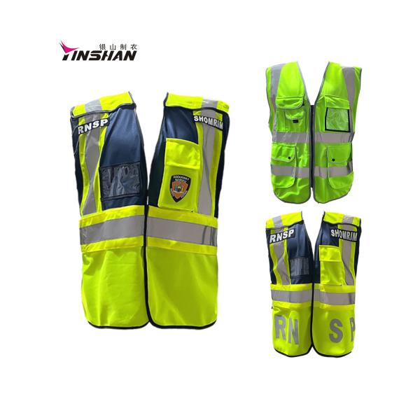 Quality Fluorescent Yellow Customized Logo High Visibility Reflective Vest for Security for sale