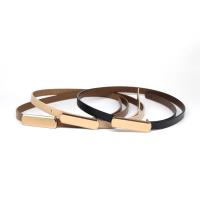 China Thin Skinny Metal Gold Buckle 1.5cm Leather Waist Belt factory