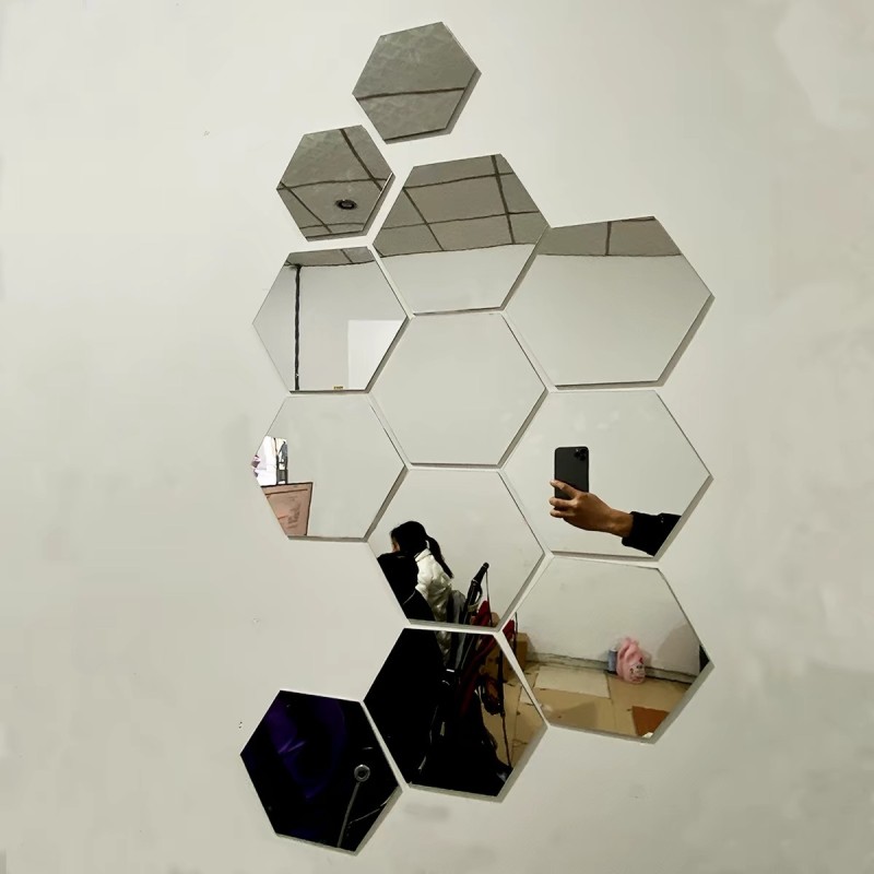 Quality Colorful Hexagonal Acrylic Mirror Wall Stickers Removable Self-Adhesive Wall for sale