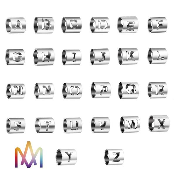 Quality 26Pcs Mirror Polished Hollow Uppercase Initials Alphabet Charms for sale