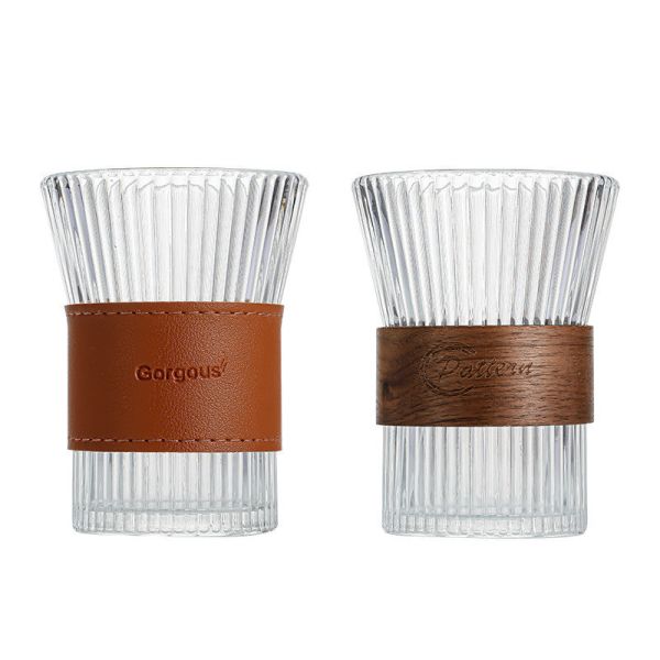 Quality Eco-Friendly Japanese Juice Cup with Vertical Pattern and Anti-Ironing Glass for sale