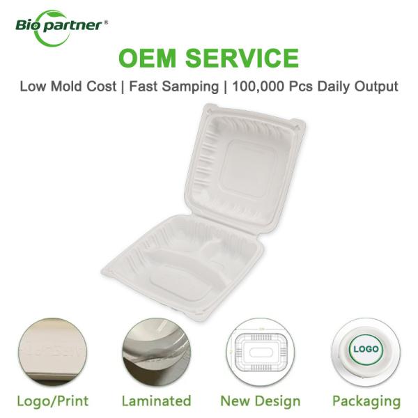 Quality Clamshell To Go 3 Compartment Food Packaging Portable MFPP Microwavable for sale