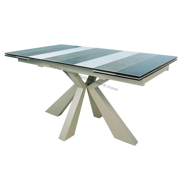 Quality Tempered Glass Ceramic Top Dining Table , Expandable Rectangle Dining Table for sale