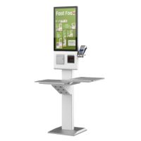 Quality 21.5 Inch White Self Order Kiosk with Printer and QR Scanner for Catering with Tray for sale