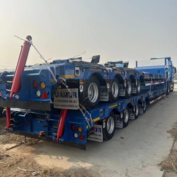 Quality 20ft 40ft 2 Axles 3Axles Extendable Lowbed Lowboy Flatbed Semi Trailer Truck for for sale