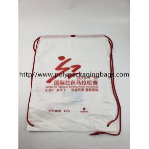 Quality Two Layer CPE / LDPE Plastic Drawstring Backpack Bags With Logo for sale