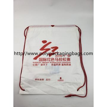 Quality Two Layer CPE / LDPE Plastic Drawstring Backpack Bags With Logo for sale