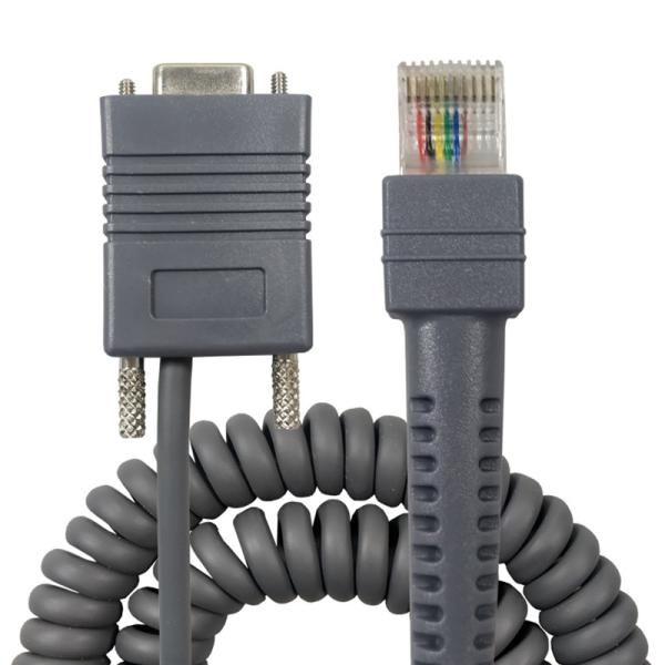 Quality RJ45 RS232 Coiled Barcode Scanner Cables 3m For Motorola Symbol LS2208 for sale