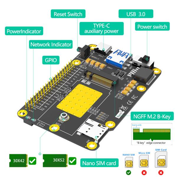 Quality 4G &5G Base HAT for Raspberry Asus Tinker Board Samsung ARTIK Latte Panda for sale