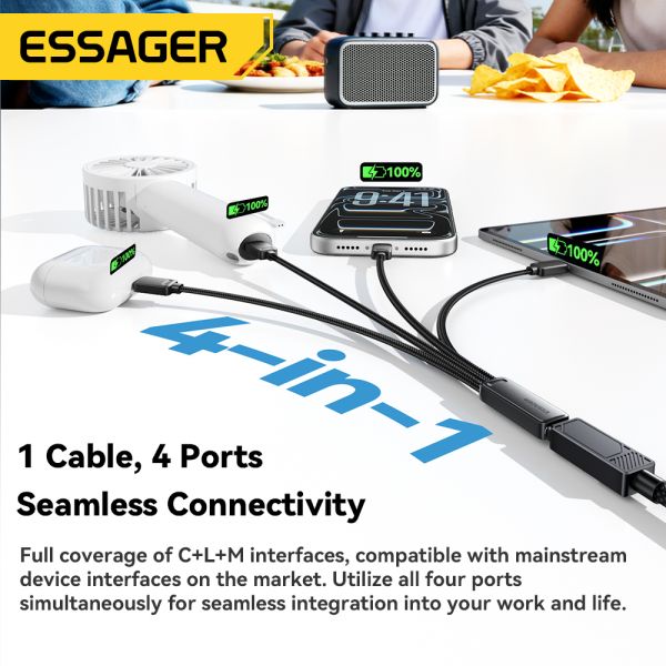Quality ESSAGER ES-OTG32 Usb Type C to Type C Micro Usb Lightning 4 in 1 Adapter for sale