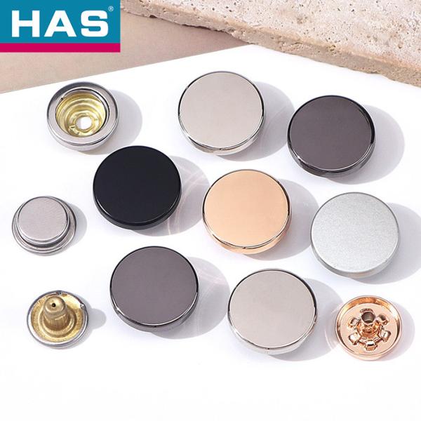 Quality Decorative Custom Brass Buttons 4 Part Spring Snap Button 10 / 12.5 / 15mm for sale