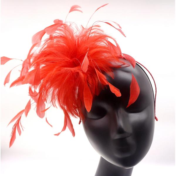 Quality 15*30cm Event Party Red Stripped Coque Feather Flower Mount with Wire Accessory for sale