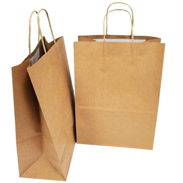 Quality Self Sealed Kraft Paper Food Delivery Bags Brown Food Carry Out Bags For Restaurant for sale