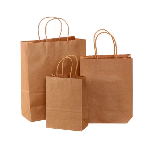 Quality Flexiloop Handle Customized Logo Accepted Kraft Paper Bags for Boutique Gift Shopping for sale