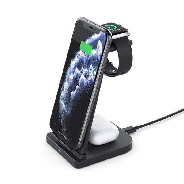 Quality Double Coils 10W Detachable 3 In 1 QI Wireless Charger for sale