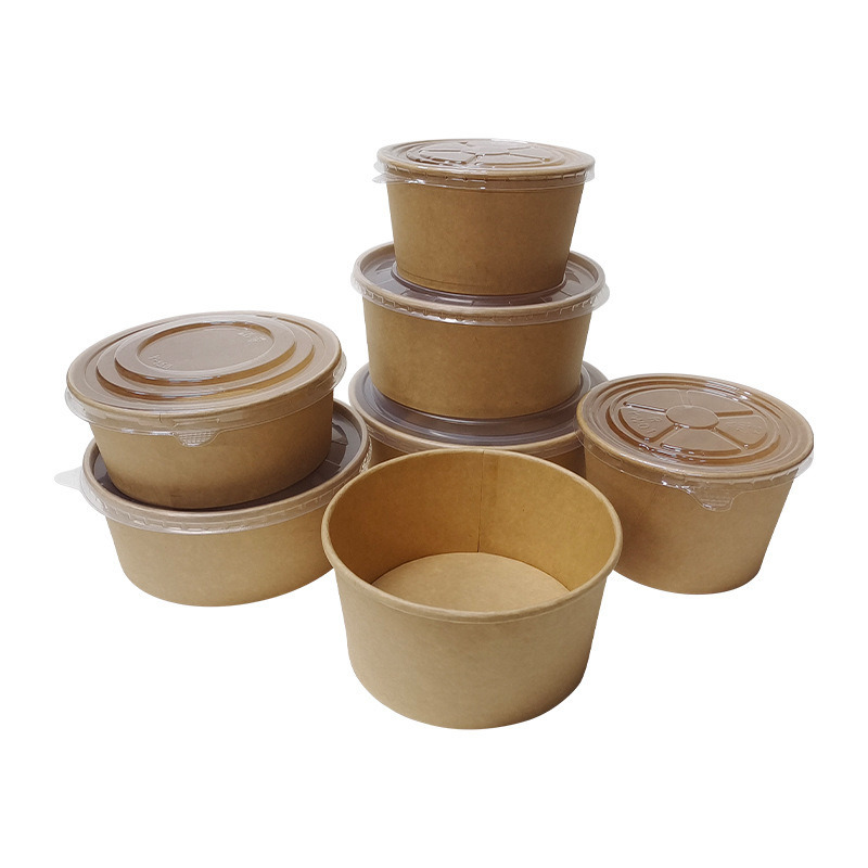 Disposable Round Rectangular Kraft Paper Bowl Soup Salad Bowl