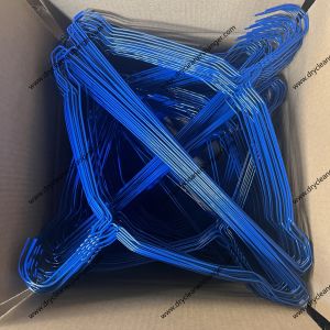 Quality 16 Inch 14.5guage Blue Color Steel Wire Hangers For Dry Cleaners for sale