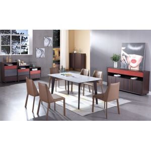 Quality Modern Dining Room Set Sitting Chairs Stainless Steel Base Dining Table Sets for sale
