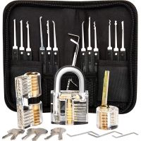 Quality 12pcs Black Locksmith Tools Lock Pick Set Transparent lock picking practice kit for sale