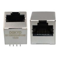 Quality Shieded 180 Degree Tab Up RJ45 PCB connector vertical 16.7mm Length for sale