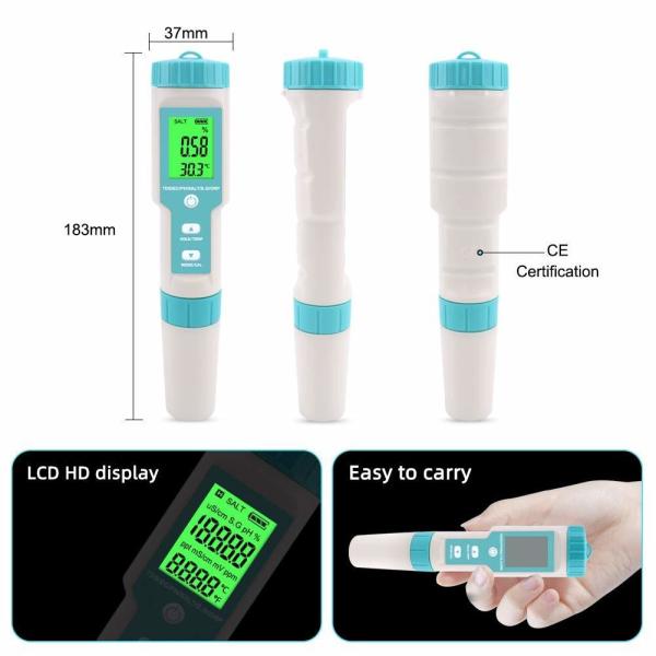 Quality 2024 Digital 7 in 1 Salinity TDS Units Water Tester for pH/TDS/EC/TEMP for sale
