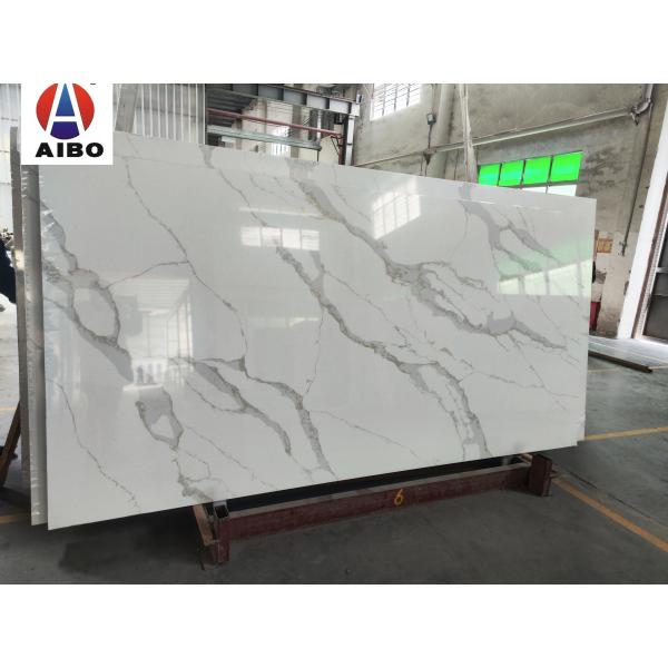 Quality High Density White Calacatta Quartz Stone Slab For Benchtop. for sale