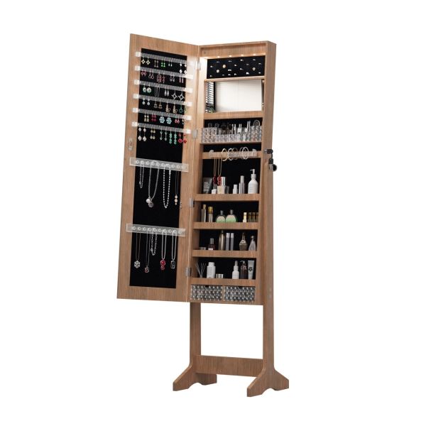 Quality Lockable Jewelry Mirror Cabinet with Anti-Fog and Anti-Glare Full Length Mirror and Motion-Sensor LED Lighting for sale