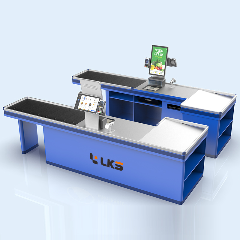 Quality LKS Custom Smart Checkout Terminal Conveyor Belt Retail Cash Register With Full for sale