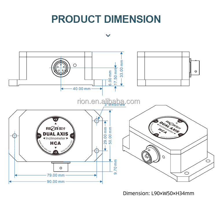 HCA526T High Precision Stable MEMS Digital Type Tilt Sensor For Ship navigation attitude measurement
