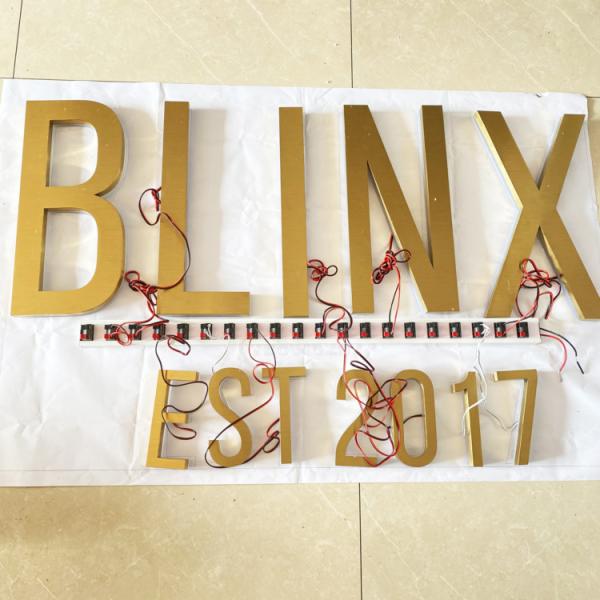Quality Gold Brush SS Illuminated Channel Letters Logo Sign Highspan for sale
