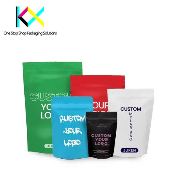 Quality OEM Soft Touch Custom Printed Stand Up Pouch With Child Resistant Zipper for sale