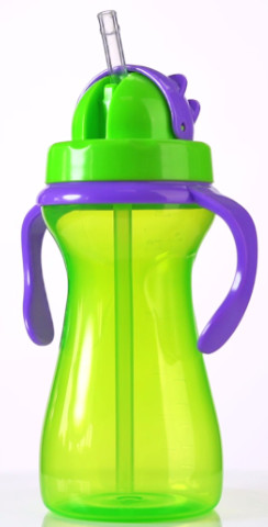 Quality Green Purple 9oz 290ml Baby Weighted Straw Cup With Handle for sale