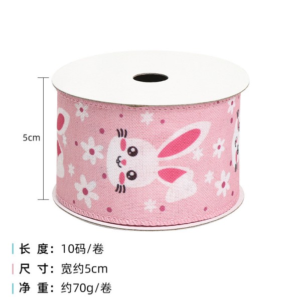 Quality Egg And Rabbit Easter Wired Ribbon 50mm 5cm Easter Bunny Ribbon for sale