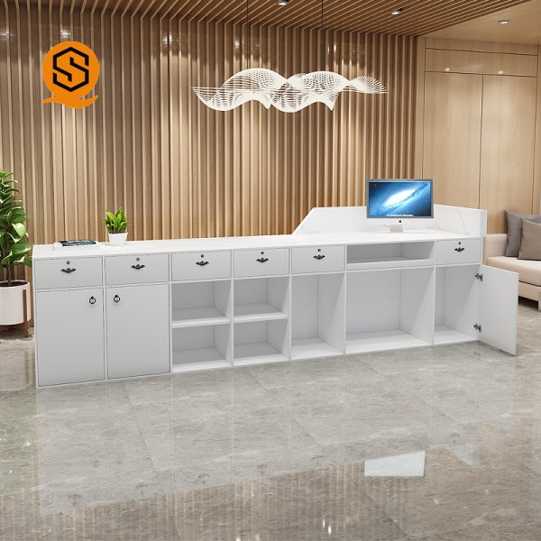 Quality OEM Logo Modern Hotel Reception Desks Solid Surface Material Waterproof for sale