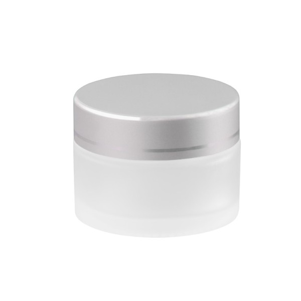 Quality 20g Round Cosmetic Cream Jar Transparent Frosted Glass Jars With Silver Plastic Lid for sale