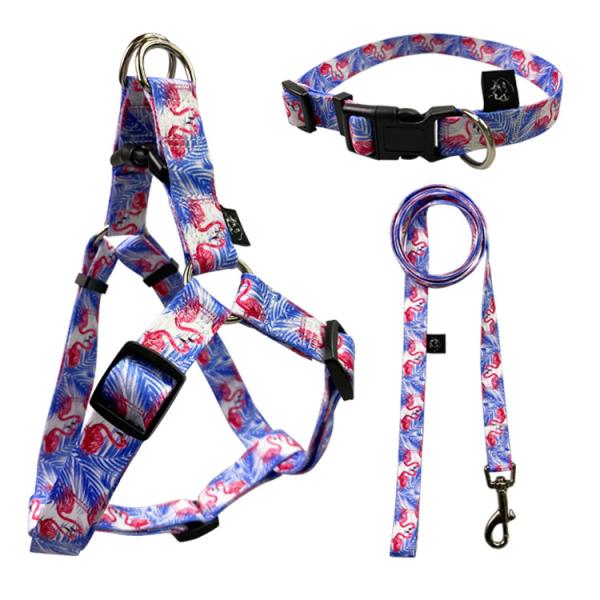Quality Custom Logo Hunter Dog Leashes Cute Soft Flamingo Style Polyester for sale