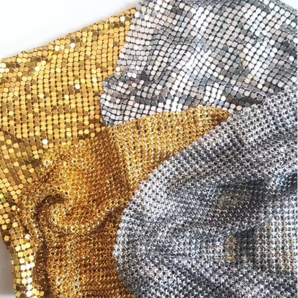 Quality Chainmail Mesh Metallic Mesh Fabric , Polished Metallic Woven Fabric for sale