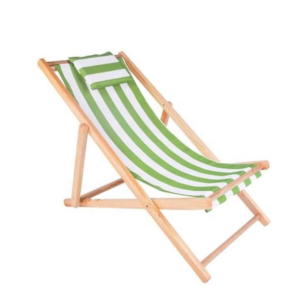 Quality General Outdoor Furniture Modern Design Adjustable Height Foldable Wooden Beach Chair with Pillow in Multi-color for sale