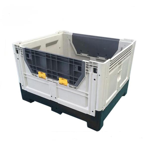 Quality Space-Saving Design HUADING 4 Way Entry Large Foldable Storage Plastic Pallet Bulk Bin with 4 Wheel for sale