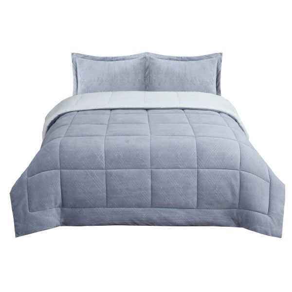 Quality Solid Coral Fleece Embossed and Ecru Color Sherp Quilt Set- double-sided luxury fleece, 3D embossed patterns, and 100%polyester filling for sale