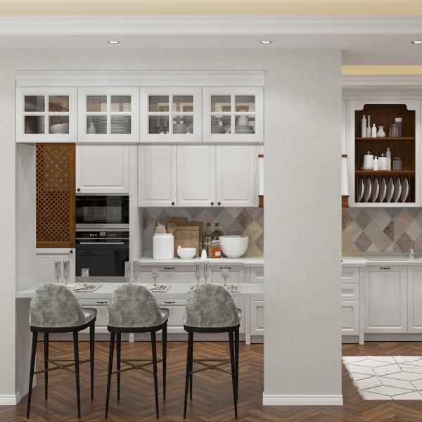 Quality Readymade Kitchen Cabinets Traditional Style Frameless Brushed Nickel Hardware for sale