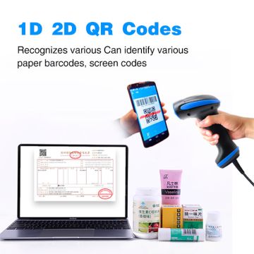Quality Handheld Portable Wired Wireless 1D Bar Code Reader 2D QR Barcode Scanner For for sale
