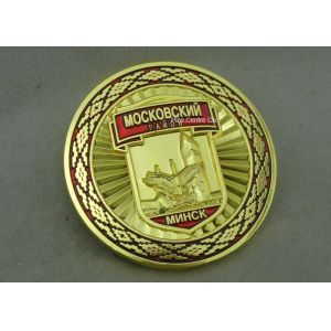 Quality Zinc Alloy Metal 3D Coin Gold Military Challenge Coin , Soft Enamel Souvenir for sale