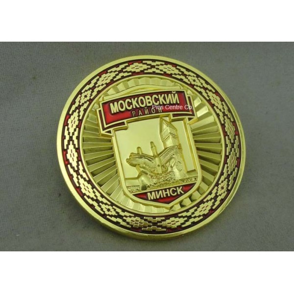 Quality Zinc Alloy Metal 3D Coin Gold Military Challenge Coin , Soft Enamel Souvenir Coin for sale