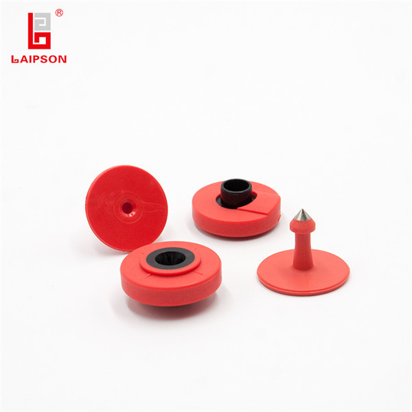 Quality Mini Electronic Red Yellow RFID Animal Ear Tag For Sheep Cattle Tracking for sale
