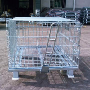 Quality B05: Galvanized Wire Mesh Container Foldable Storage Cage Wire Container for sale
