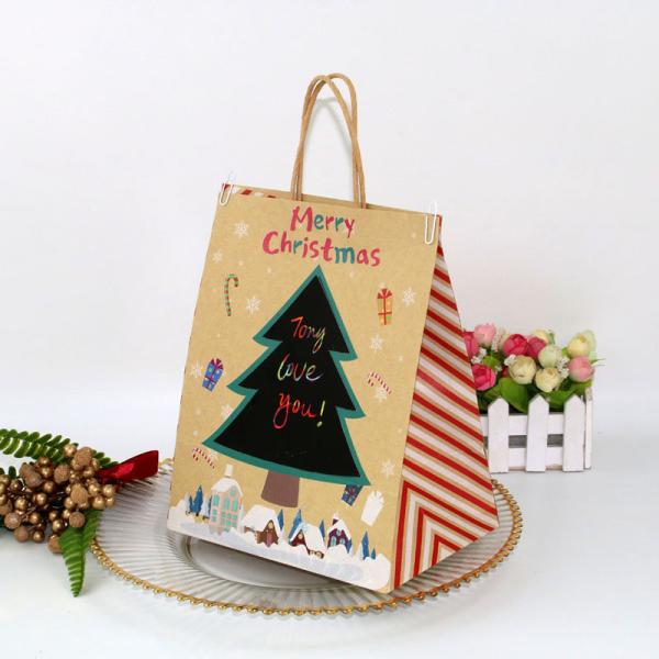 Quality DIY Graffiti Christmas Biodegradable Kraft Paper Bag For Cookie for sale