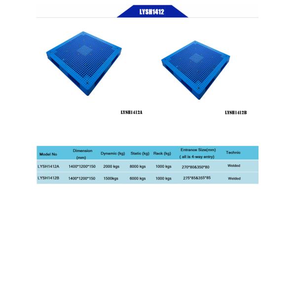 Quality Blue 1200*1400mm Recycled Plastic Pallets Roto Molded Plastic Pallets for sale