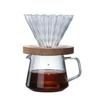 Quality PP Glass Home Office Pour over Coffee Maker with Bamboo Stand Drip Coffee for sale