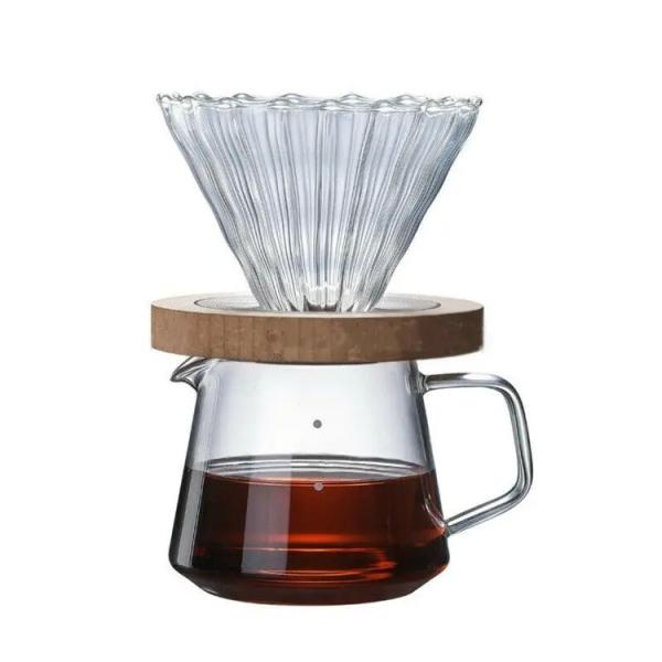 Quality PP Glass Home Office Pour over Coffee Maker with Bamboo Stand Drip Coffee Accessories for sale